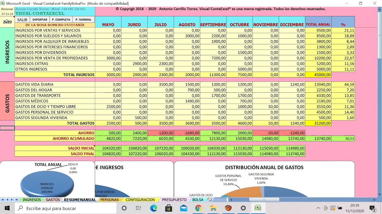 VCEX FAMILY - Presentación. Contabilidad Familiar en Excel. Gestión de ...