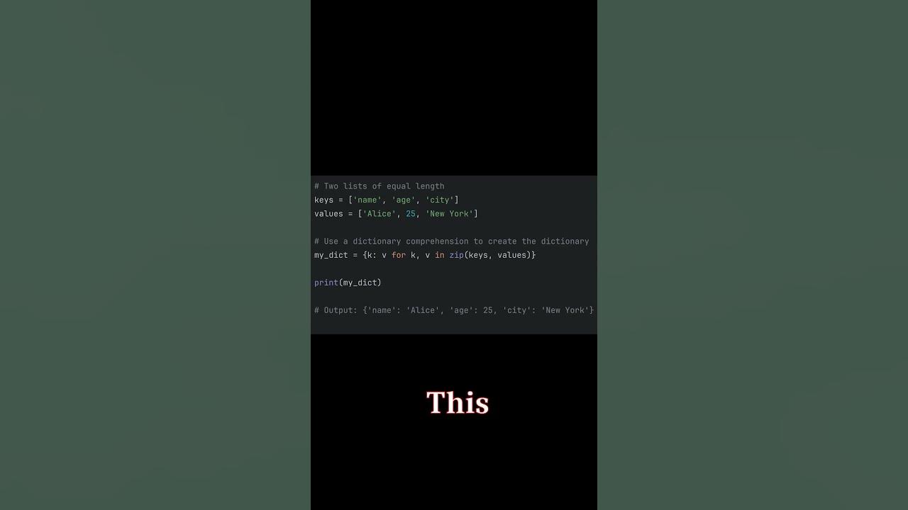 Python Trick: Creating a Dictionary from Two Lists with a Comprehension ...