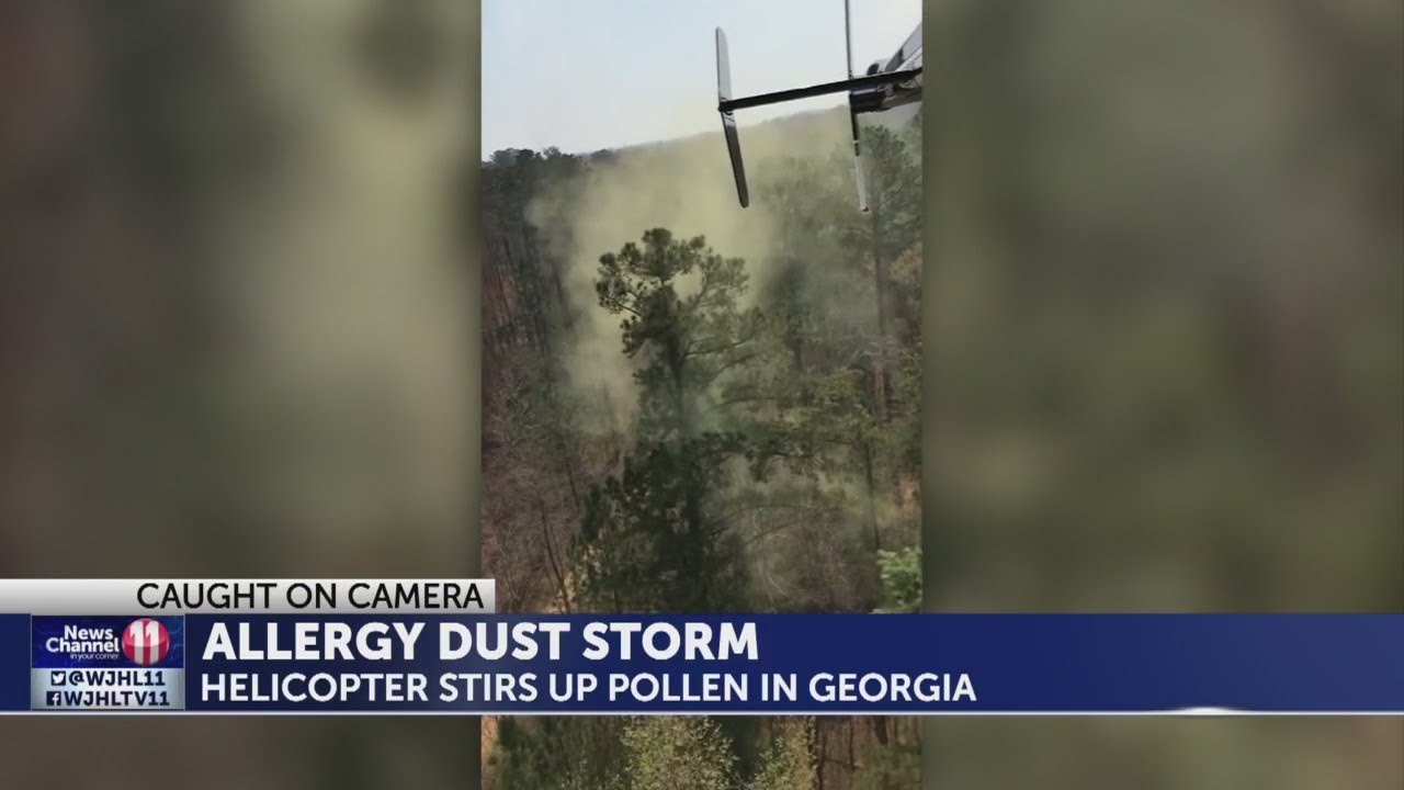 WATCH: Helicopter stirs up pollen in Georgia - YouTube