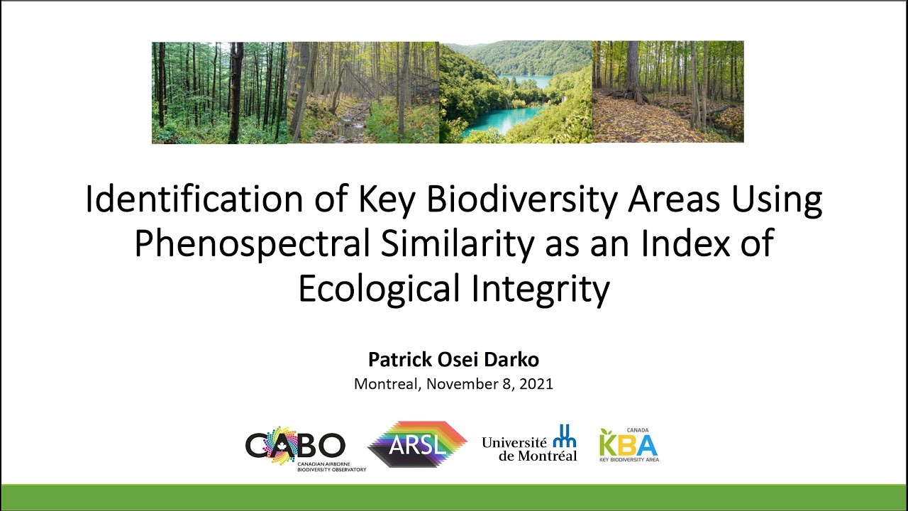 Patrick Osei Darko - Identification of Key Biodiversity Areas Using Phenospectral Similarity as ...