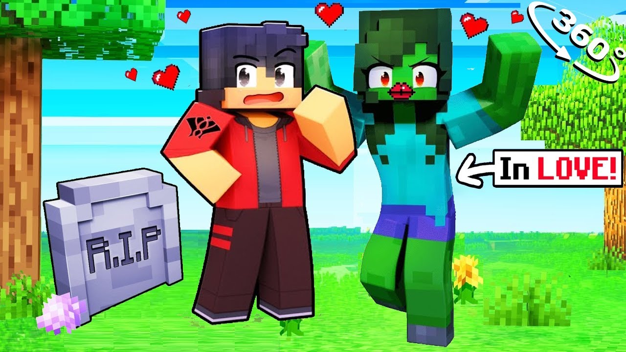 APHMAU-ZOMBIE TRY TO KISS AARON in Minecraft 360° - YouTube