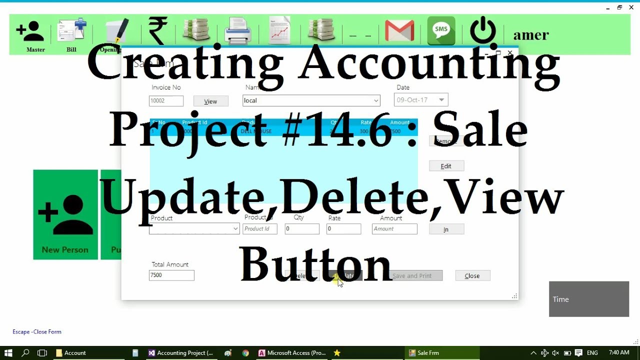 Creating Accounting Project # Sale Form :14.6 - YouTube