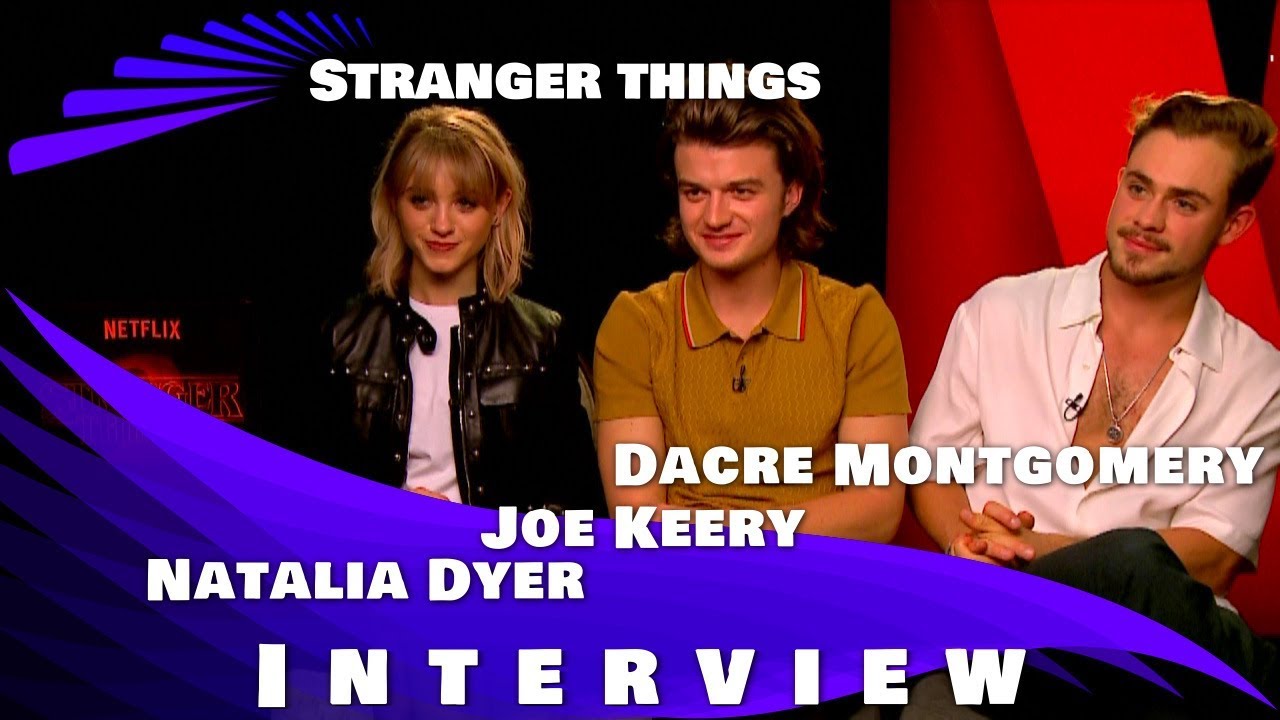 STRANGER THINGS 2 - Natalia Dyer, Joe Keery, Dacre Montgomery INTERVIEW ...