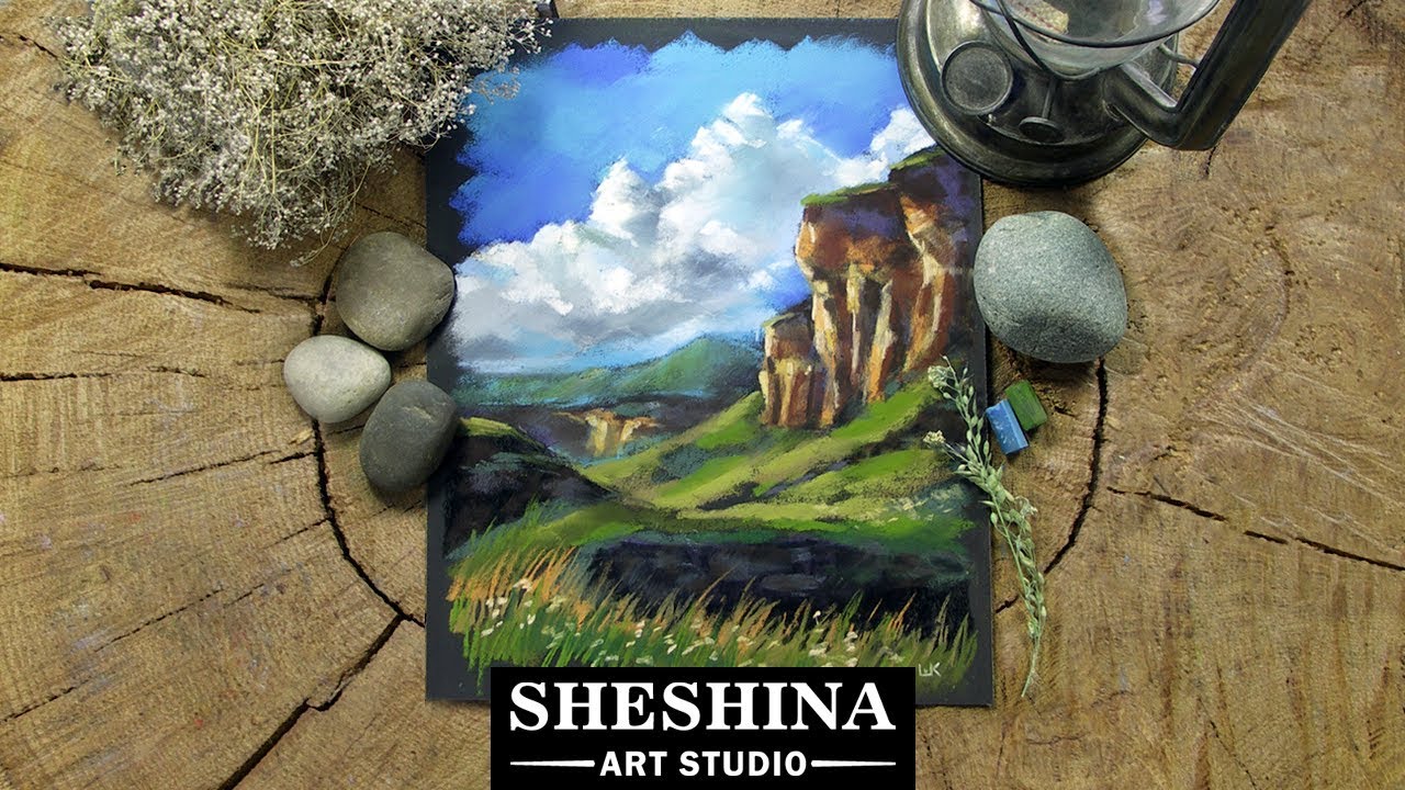 How to draw a mountain valley with soft pastels 🎨 REAL-TIME - YouTube