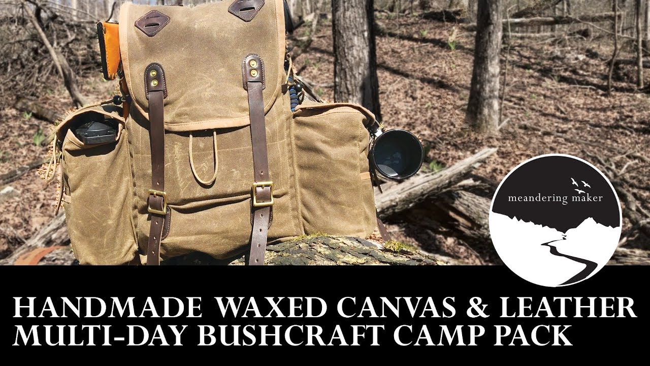 Bushcraft 3 Day Pack Review, Waxed Canvas and Leather, Handmade - YouTube
