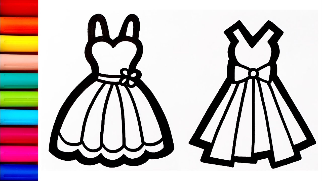 4 Beautiful Dresses Drawing || How to Draw A Princess Dress Step by ...