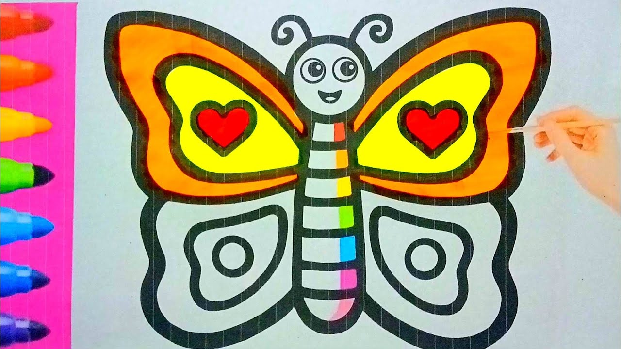 4 year children made a picture of butterfly || Kids drowning butterfly ...