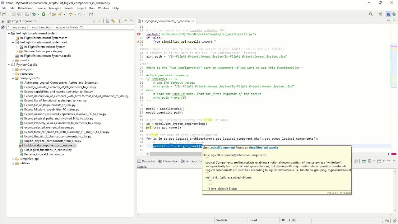 Python4Capella Add-on - Going deeper into the tool 1. Modify a script ...