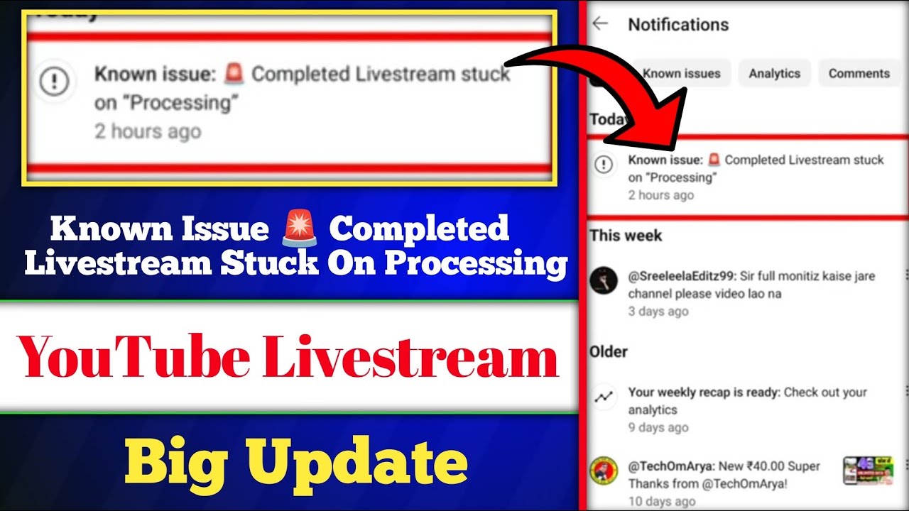Known Issue 🚨 Completed Livestream Stuck On Processing YouTube Update ...