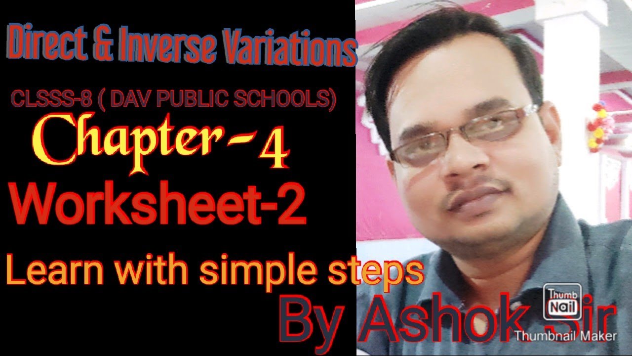 Direct & Inverse variations (chapter-4) class-8(Worksheet-2) - YouTube