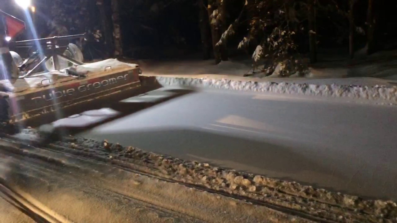 Upper Michigan snowmobile trail grooming. Fresh ribbon! - YouTube
