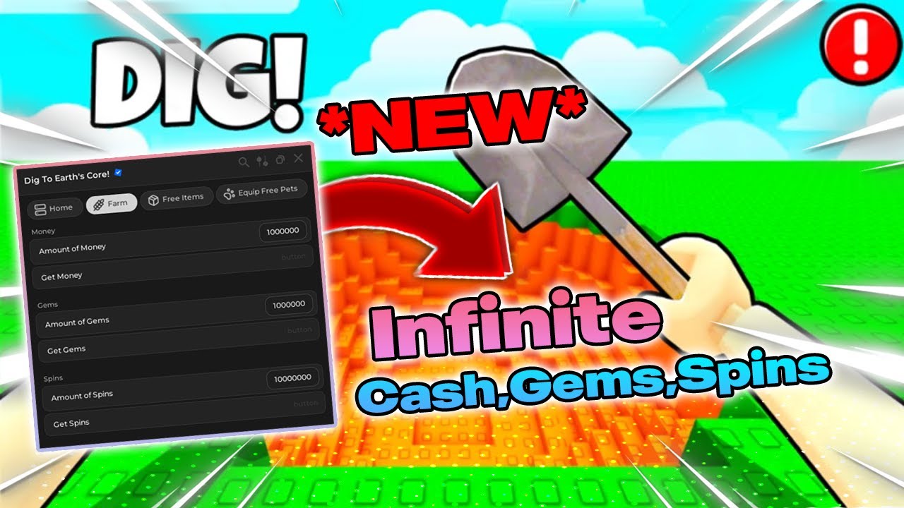 [NEW!🔥] Dig to Earth's CORE! Script - Infinite Cash, Gems, Spins - YouTube