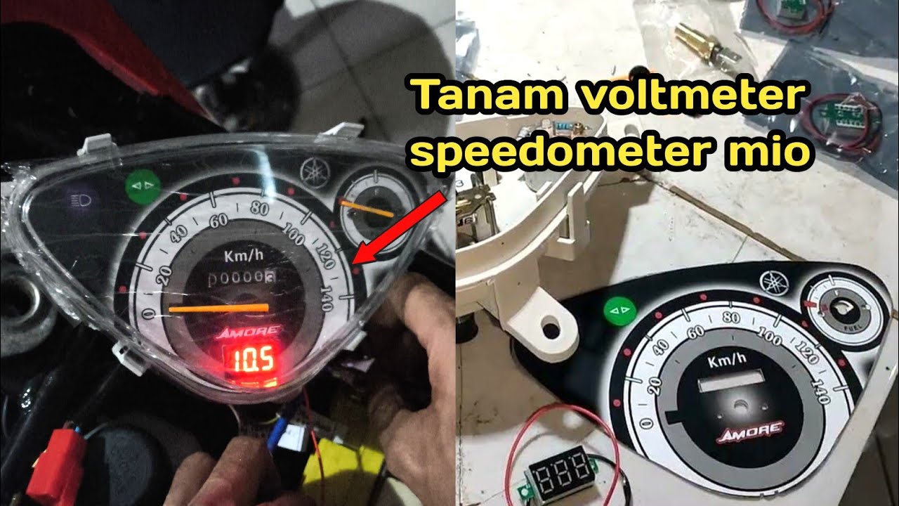 Pasang Voltmeter Digital mini Modif Speedometer MIO - YouTube