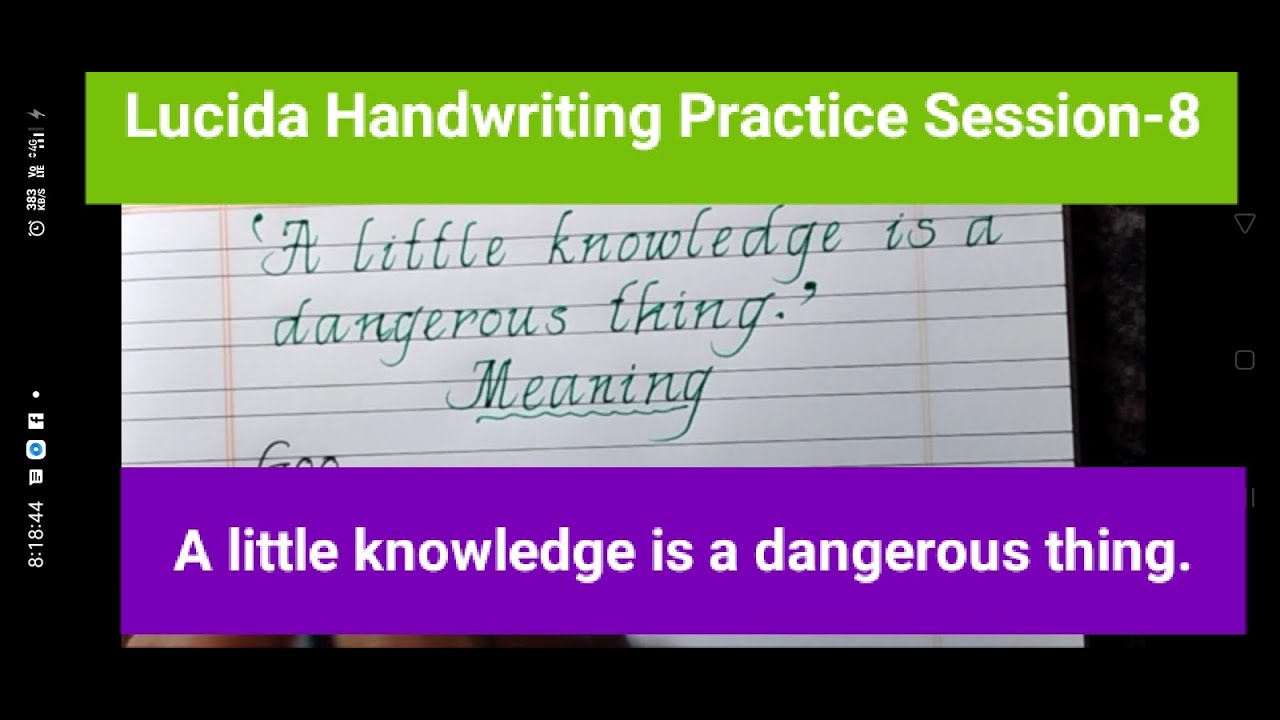 Lucida Handwriting Practice Session-8 - YouTube