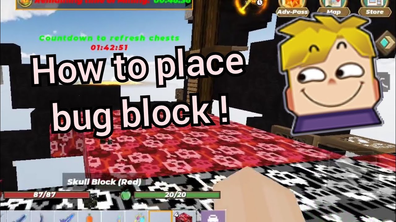 [Blockman Go] Sky Block｜How to place bug block on Skeleton Island - YouTube