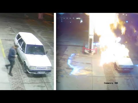 Car Explodes at Gas Station After Driver Lights Cigarette
