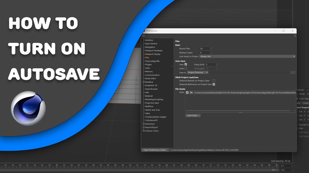 How to Turn on Autosave In Cinema 4D - YouTube