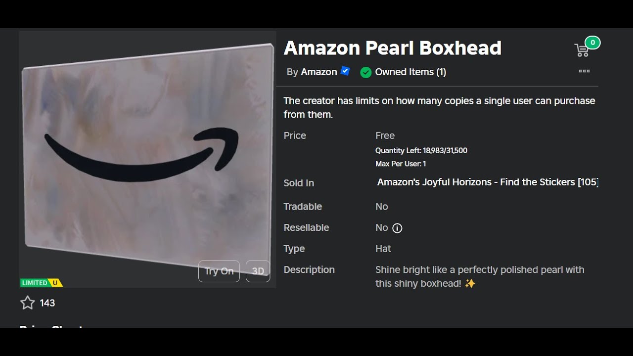 [FREE] Sniping Amazon Pearl Boxhead [ROBLOX + 31,000 STOCK!] - YouTube