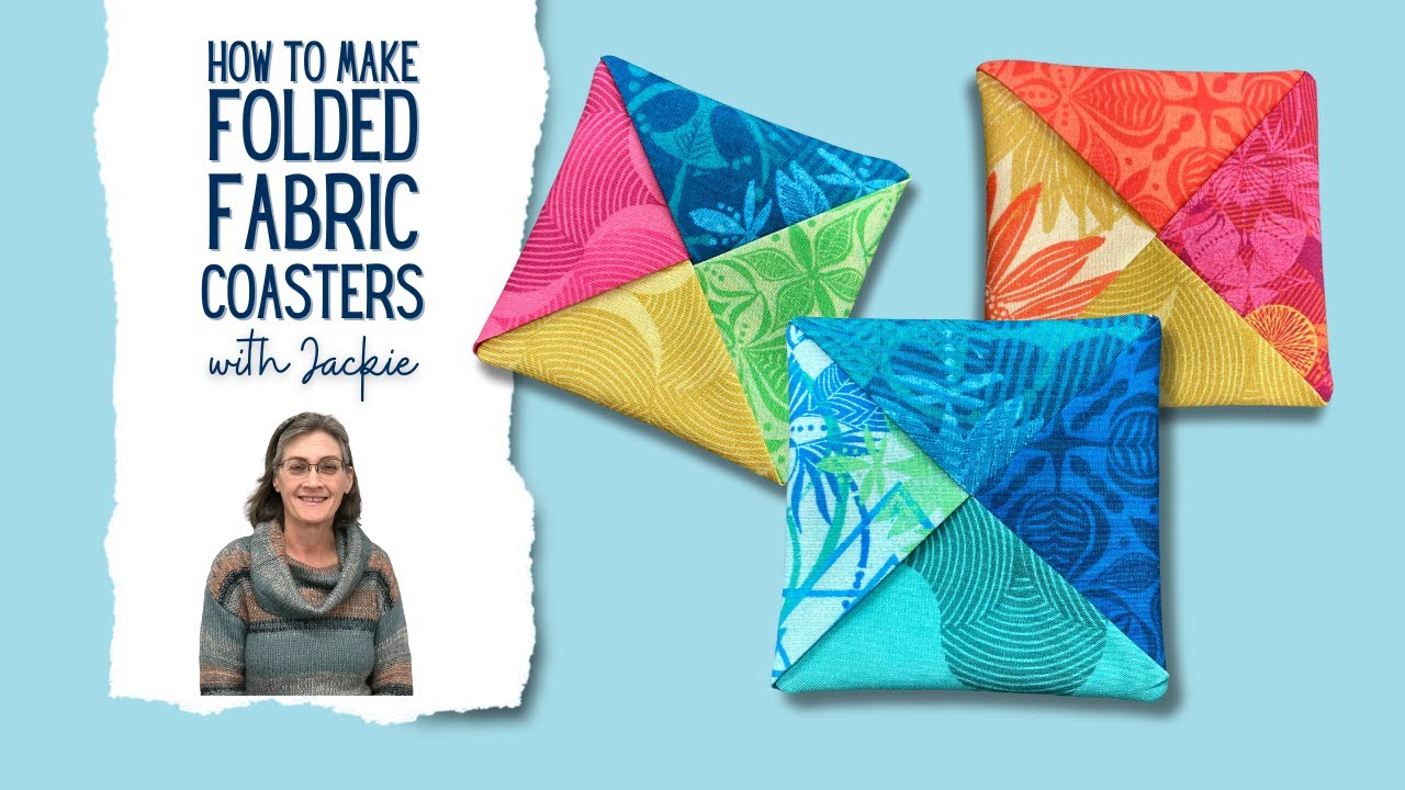 One Seam Easy Folded Fabric Coaster Tutorial with Jackie - YouTube