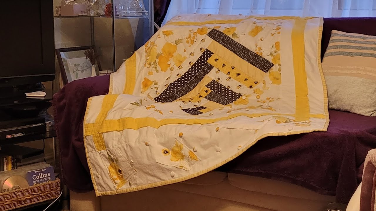 Busy Bees Jellyroll Patchwork Throw Part 2, Quilting 2 ways & Hand ...