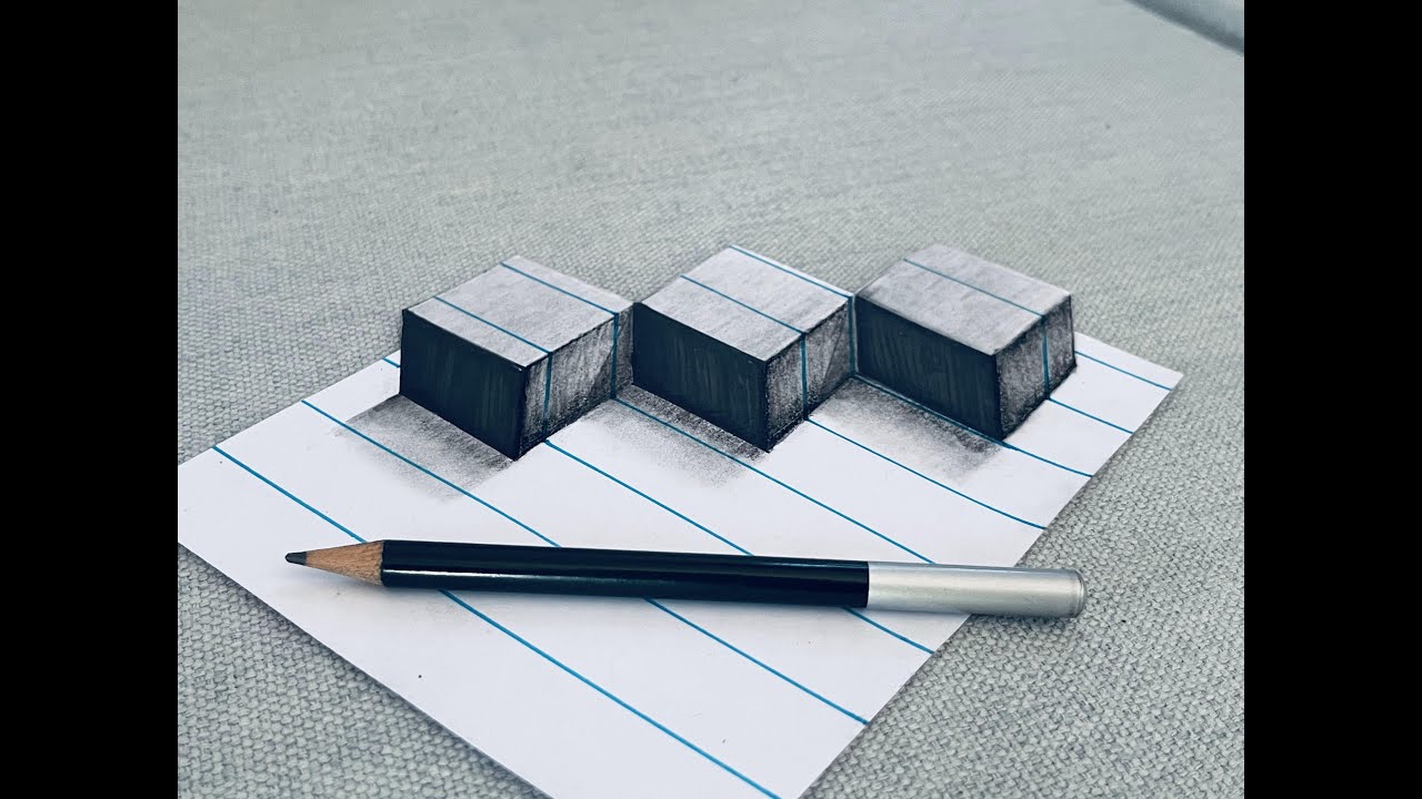 easy 3d drawing on paper for beginners, how to draw 3D - YouTube