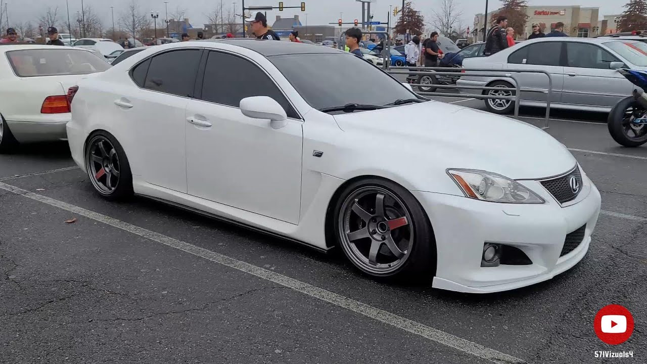 Lexus ISF on Volk TE37 wheels Cars and Coffee Dulles Landing - YouTube