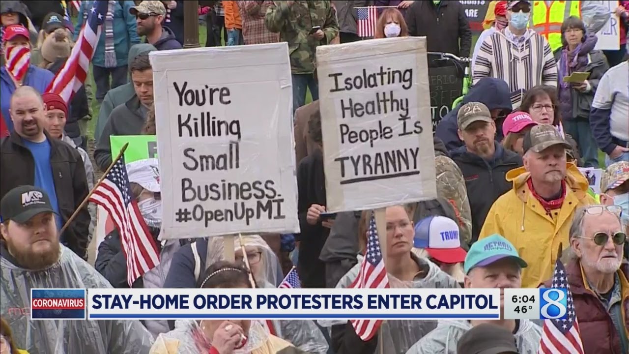 Temperatures taken as stay-home order protesters enter Capitol - YouTube