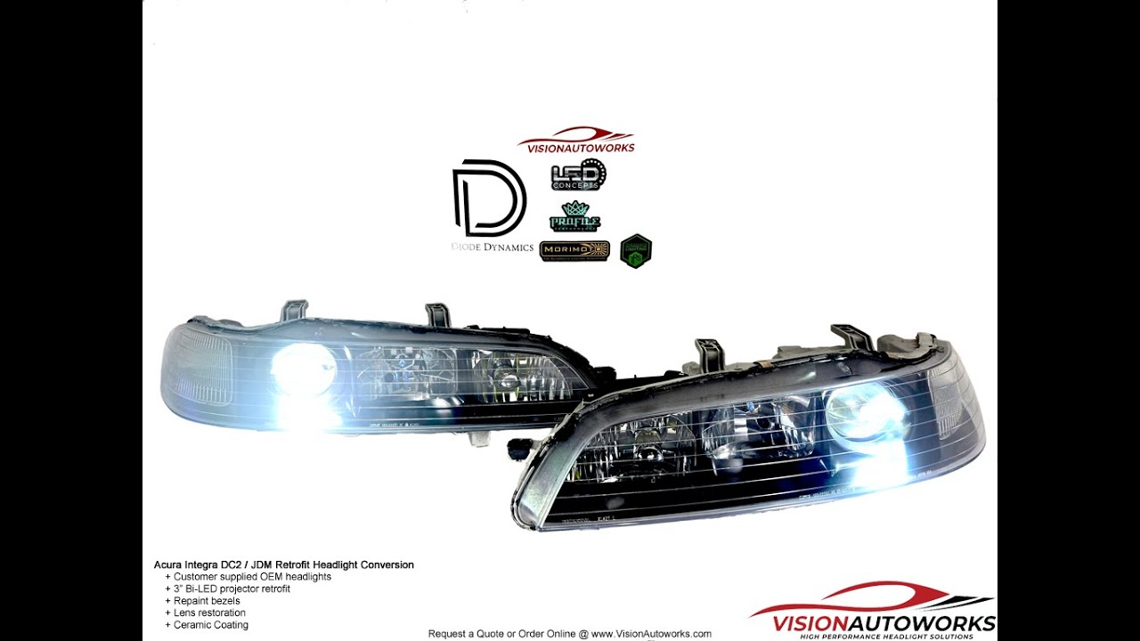 JDM Integra DC2 Headlights - 3" Bi-LED projector retrofit and refurbish ...