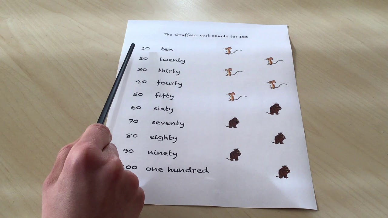 Lernvideo Englisch - The Gruffalo: Numbers 1-100 #1 - YouTube