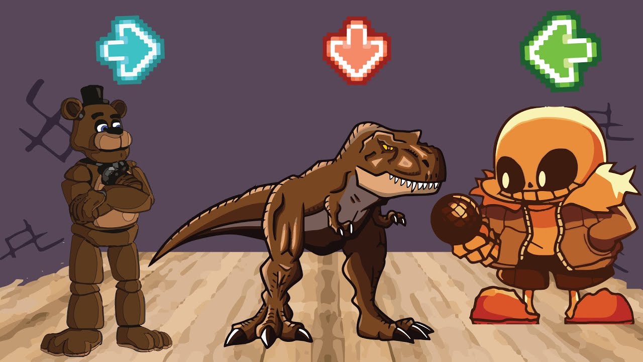 FNF Character Test | Gameplay VS FNF Animation | T rex | freddy | sans ...