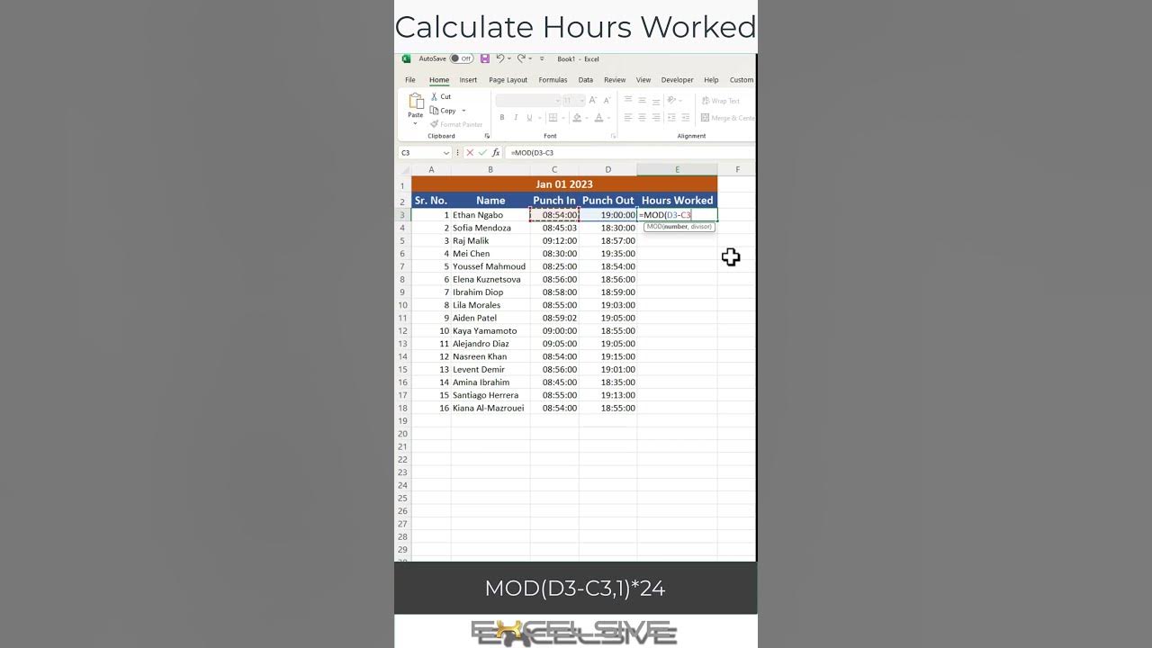 Excel Solutions Calculate Hours Worked Exceltips Excel Exceltutorial Excelsolutions Youtube