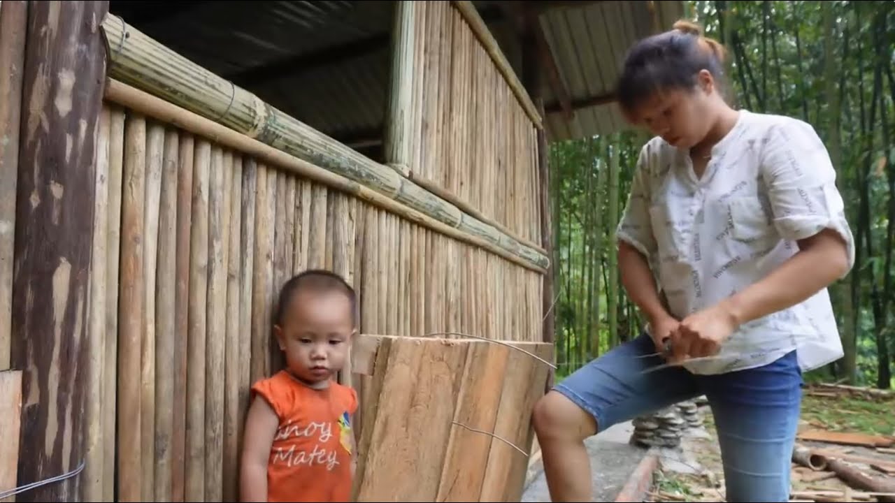 TIMELAPSE: START to FINISH Single Mom Building Wooden Wall Kitchen ...