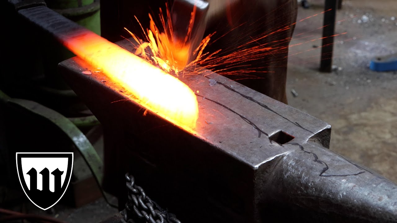 Forging a full tang teardrop Damascus Kukri knife, part 1, forging the ...