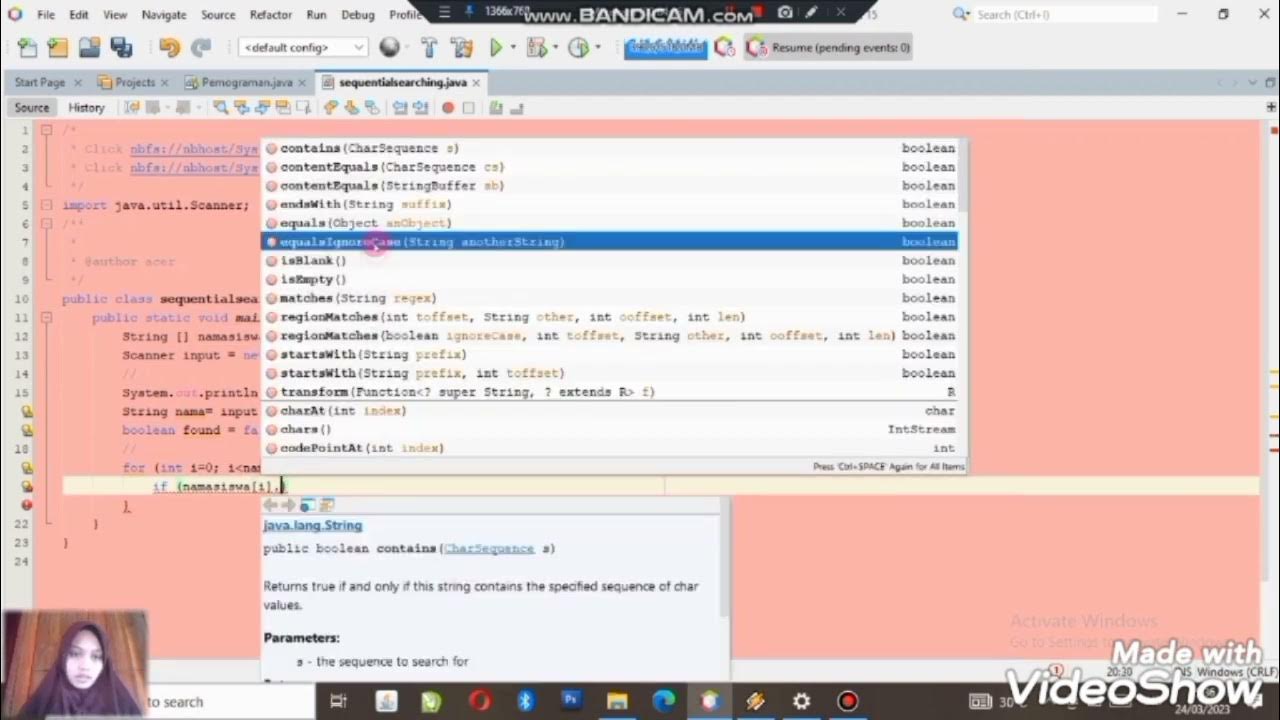 Implementasi pencarian nama pada pemrograman sequential search - YouTube