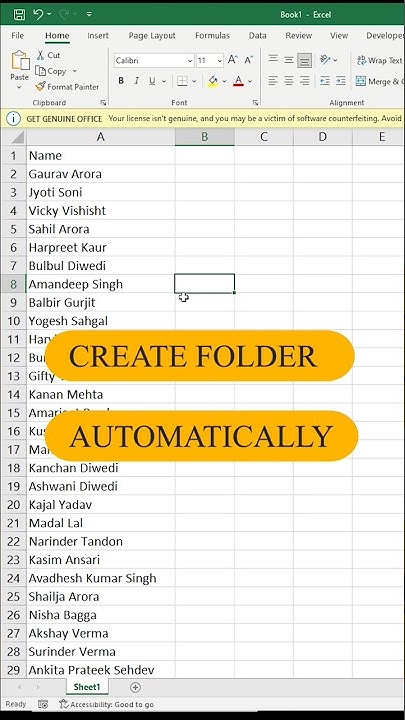 how to create folders in one click | create folder automatically in excel #excel #shorts #tricks ...