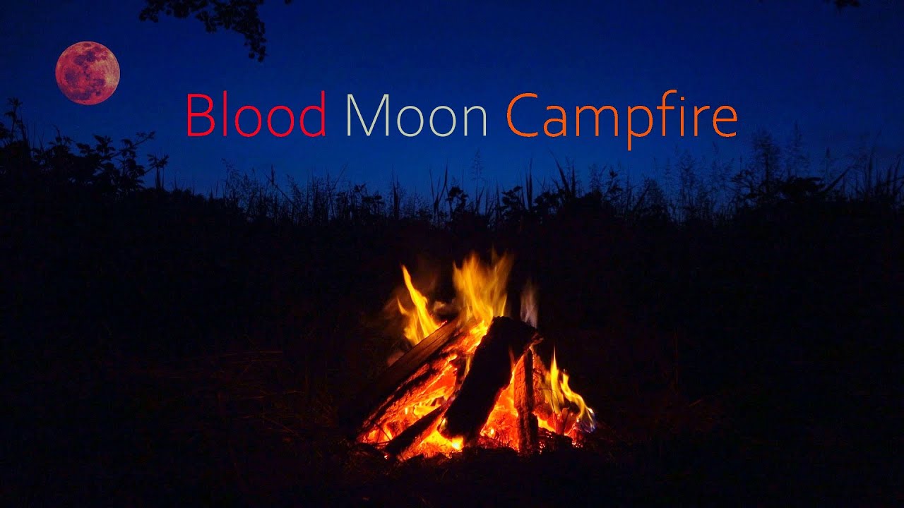 Blood Moon Campfire with Crackling Fire and Quiet Night Sounds (4K ...
