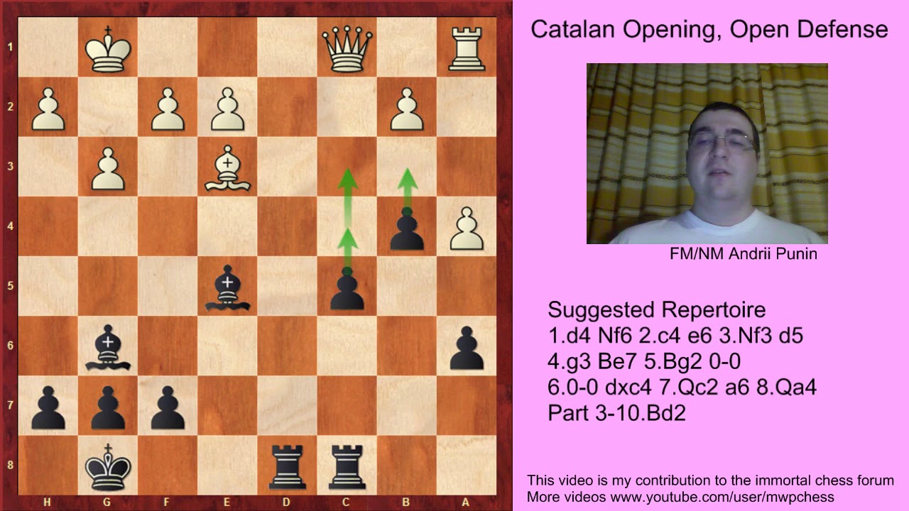 Chess - The Catalan Opening (for black) - Open Defense with 7. Qc2 a6 8 ...