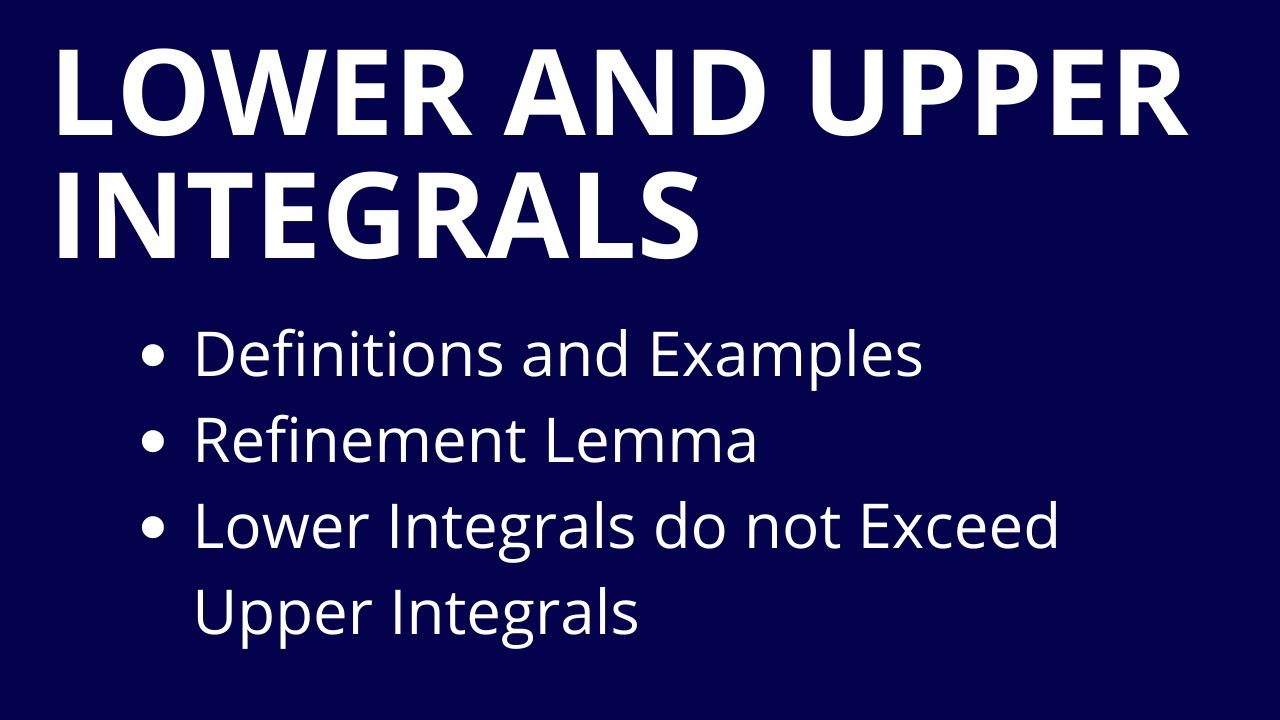 Advanced Calculus I, Part 27, Upper and Lower Sums, Refinement Lemma ...