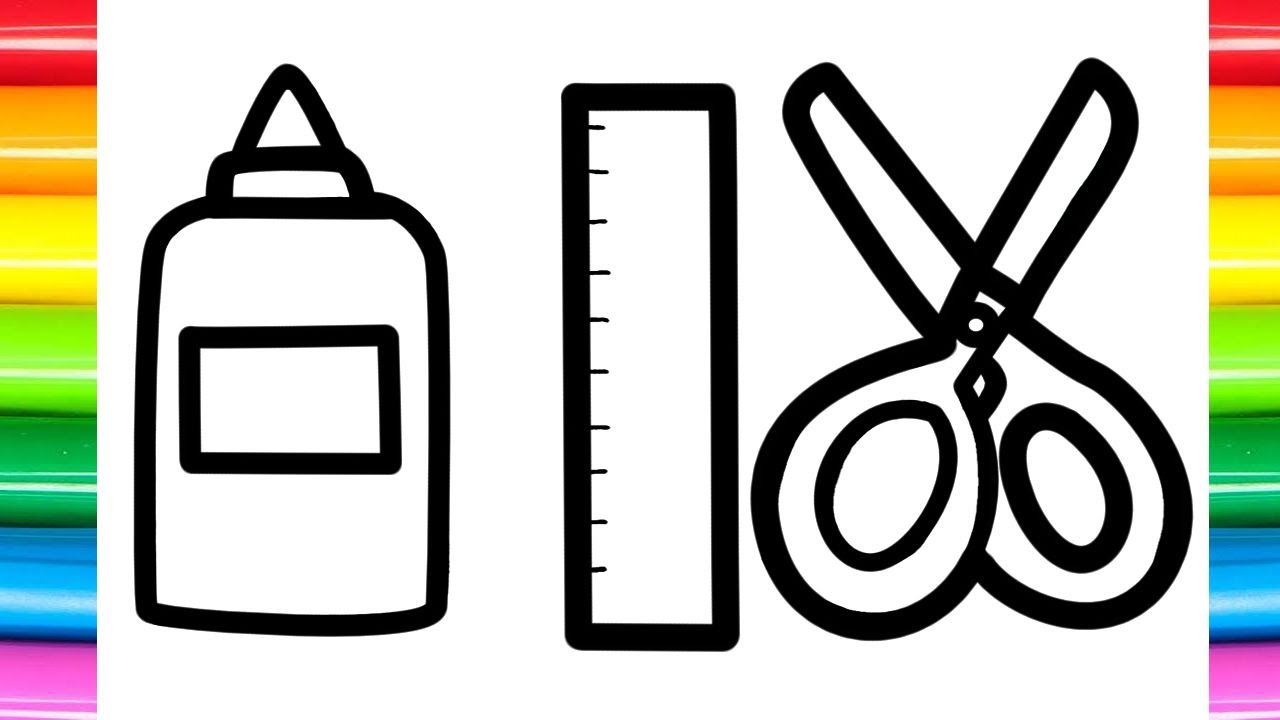 Cómo dibujar pegamento y tijeras para niños/How to Draw Glue and ...