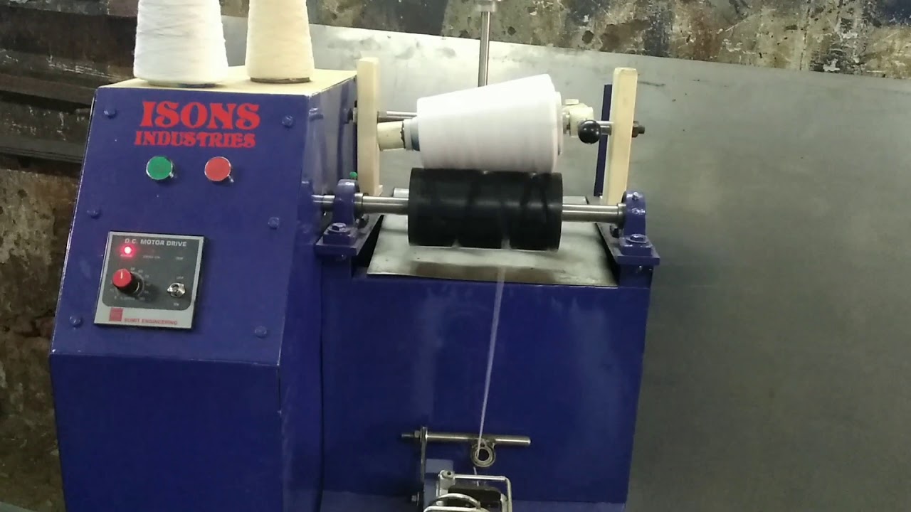 Yarn cone winding machine - YouTube