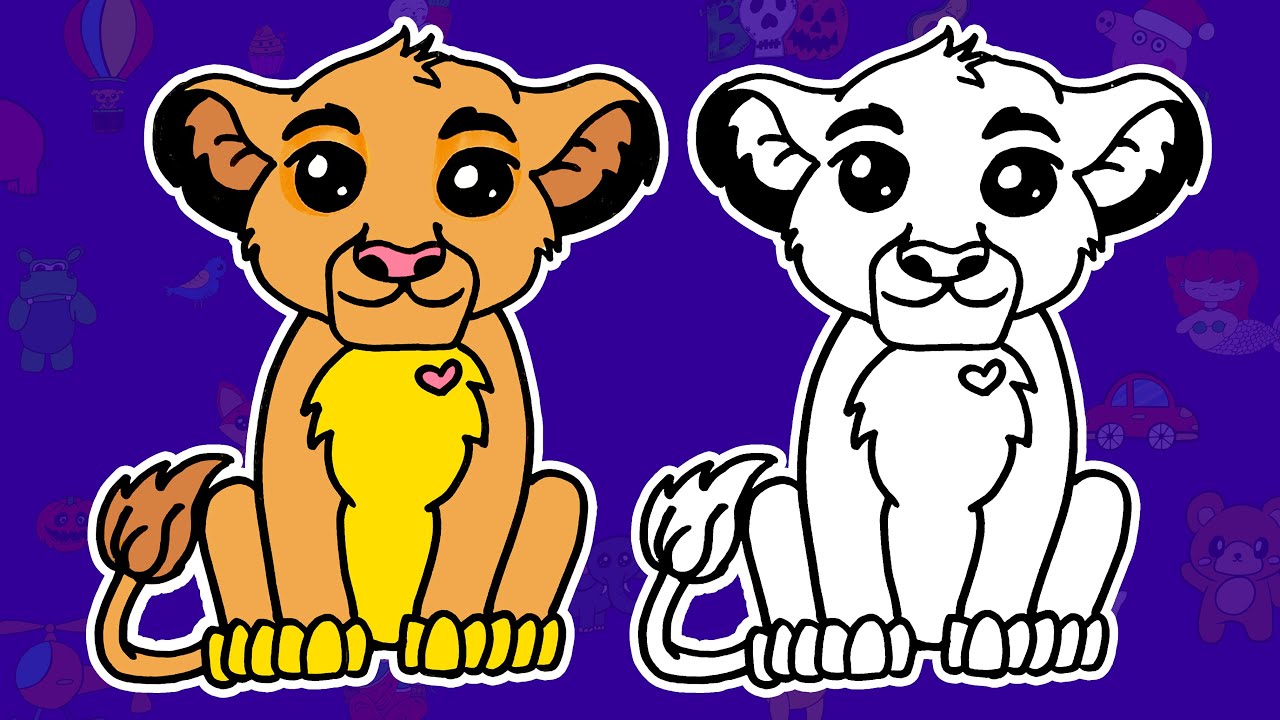 Draw cute SIMBA 🦁 🦁 | Disney LION KING | Easy drawing for kids - YouTube