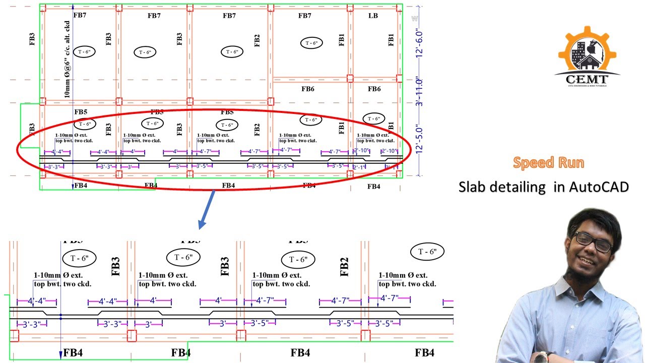 Slab Detailing in AutoCAD - YouTube