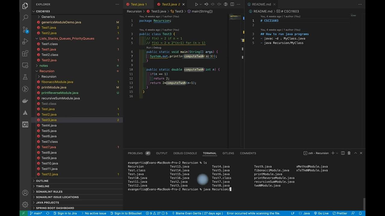 How to write a java method to compute 2^N recursively - YouTube