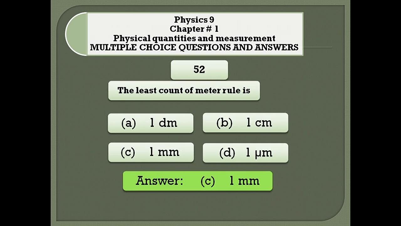 Physics 9 Chapter 1 Multiple Choice Questions Answers MCQs 41 to 60 - YouTube