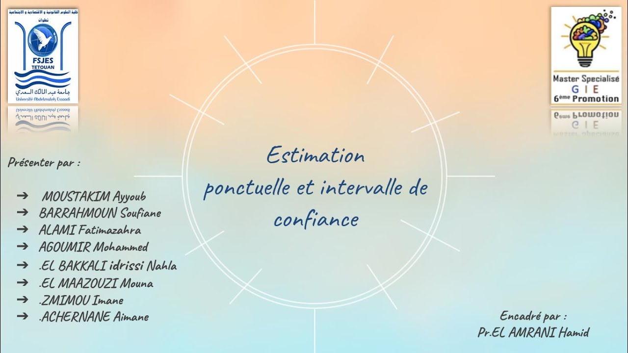Présentation 7, Exposé 2, '' Estimation Ponctuelle et Intervalle de ...