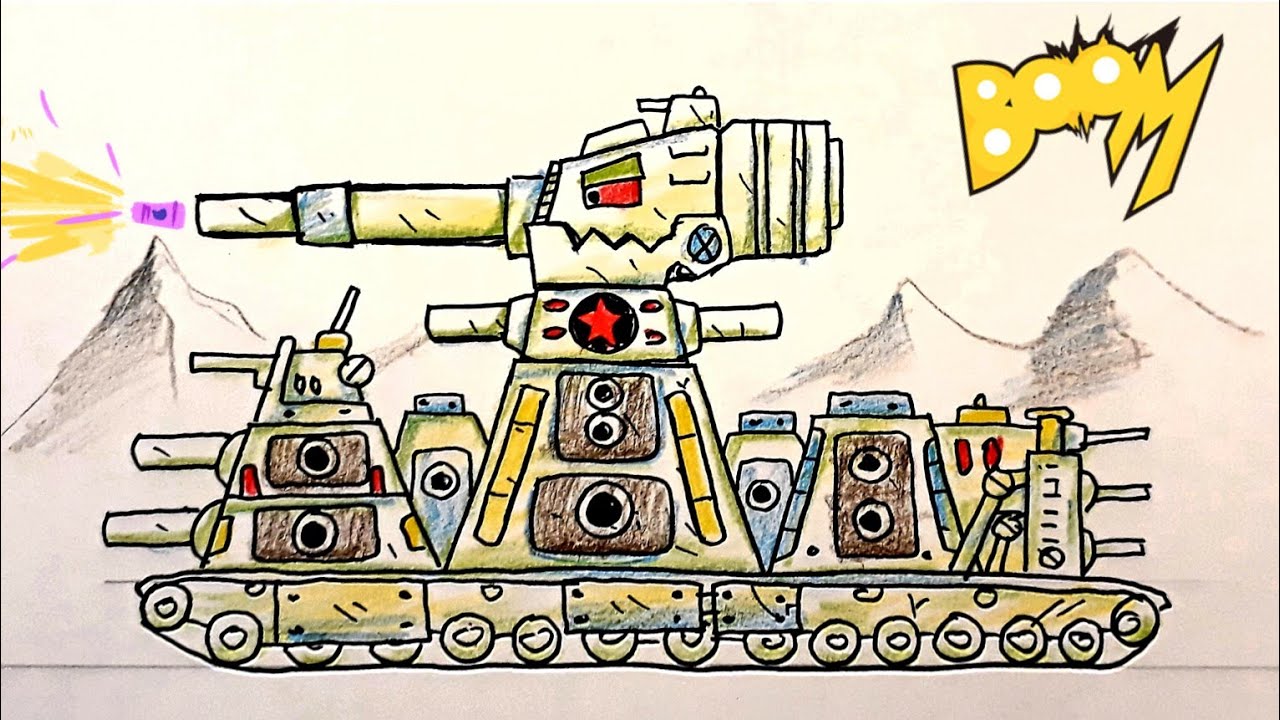 วาดรูปรถถัง | Cartoon tank drawing,,, monster tank - YouTube