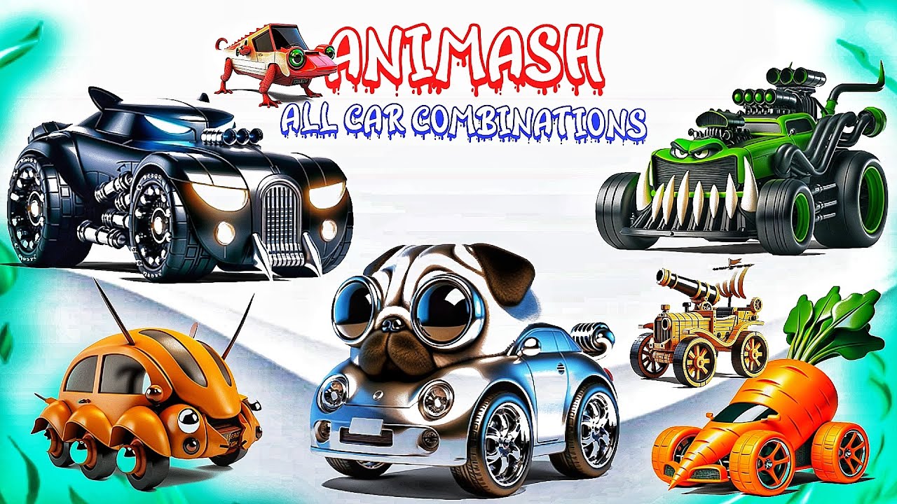 ANIMASH All Car Combinations Gameplay #animash #animalfusion - YouTube