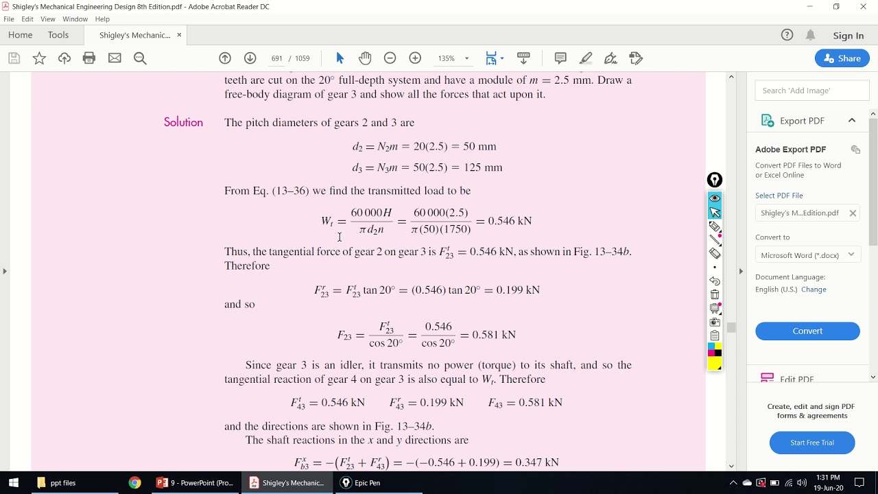 21 - Force Analysis - Spur Gear With Example | By Shigley's Mechanical ...