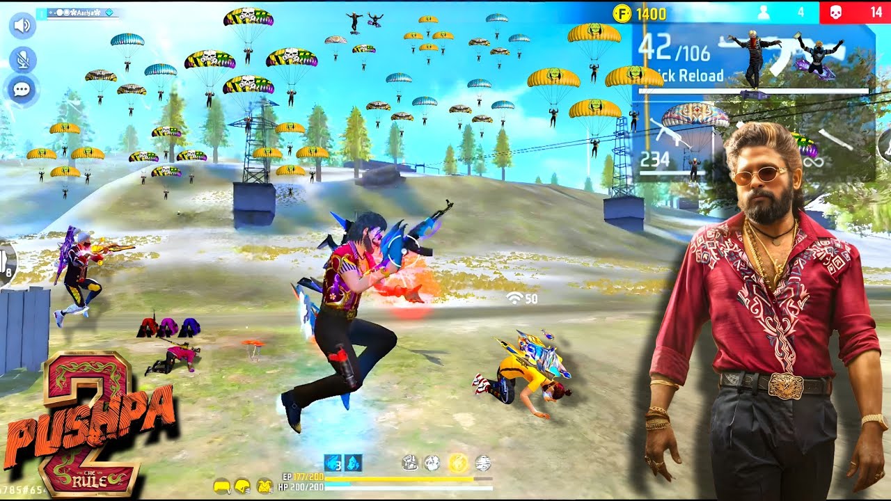 PUSHPA IN FF😱🫣 SOLO VS SQUAD☠️ 99.9%HEADSHOT | EPIC RUSH GAMEPLAY 💀 ...