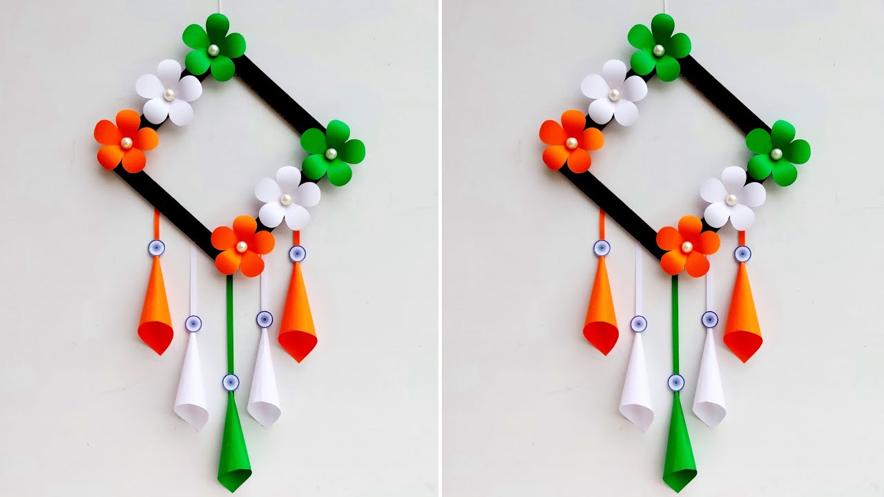 Tricolor Wallhanging Craft // Independence Day wall decoration ideas ...